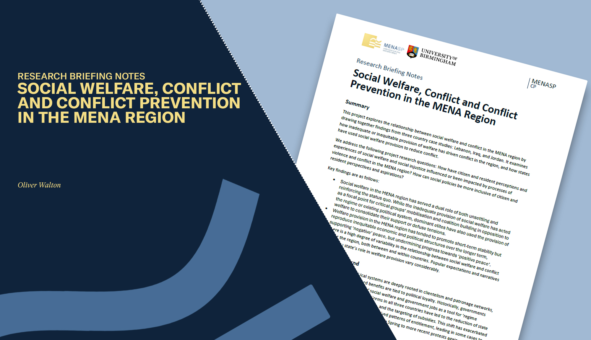 Social Welfare, Conflict and Conflict Prevention in the MENA Region ...